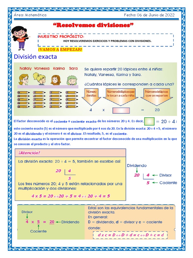 Ficha RESOLVEMOS DIVISIONES | PDF | División (Matemáticas) | Matemáticas