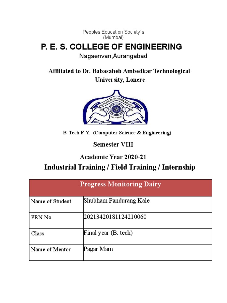 P. E. S. College of Engineering: Affiliated To Dr. Babasaheb Ambedkar ...