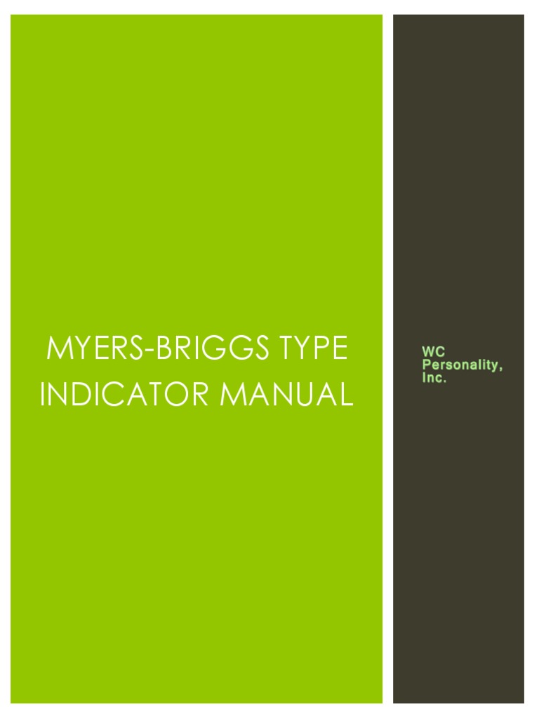 Myers Briggs Personality Test Manual | PDF | Extraversion And ...