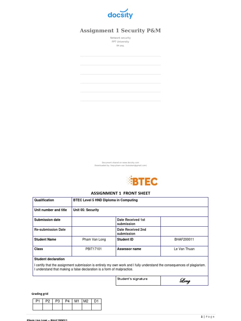 Docsity Assignment 1 Security P M | PDF | Malware | Denial Of Service Attack