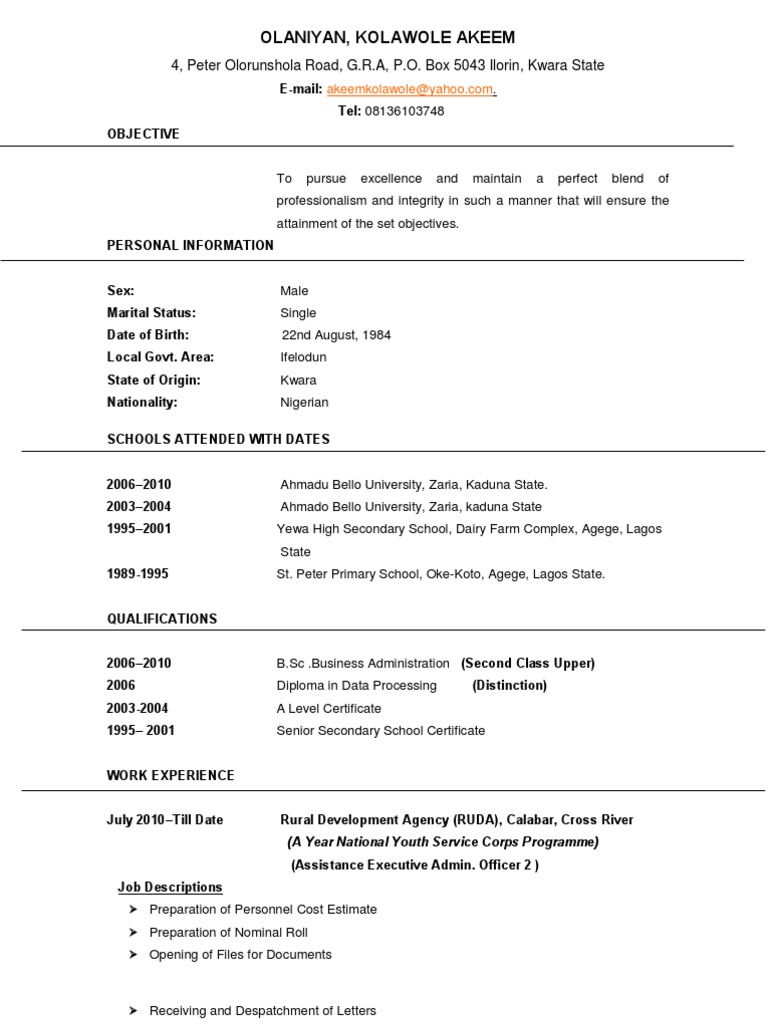 CV of Kolawole Akeem Olaniyan | PDF