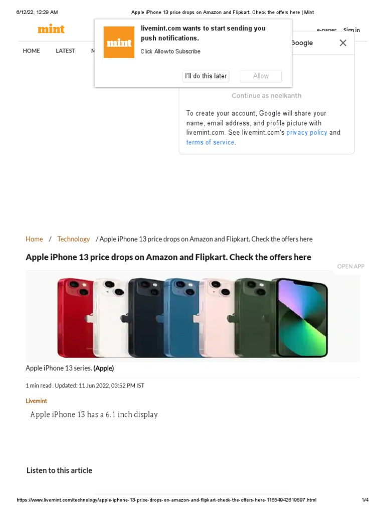 iPhone 13 Price Drops on Flipkart | PDF | I Phone | Apple Inc.