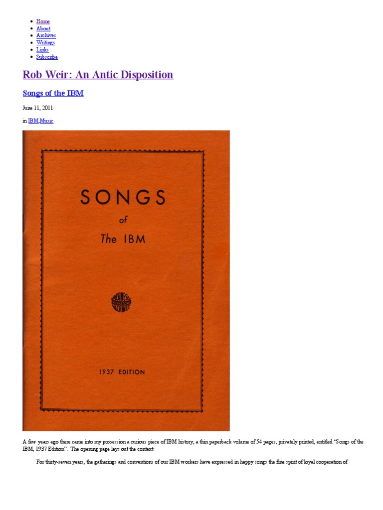 Songs of The IBM | PDF | Computing | Software