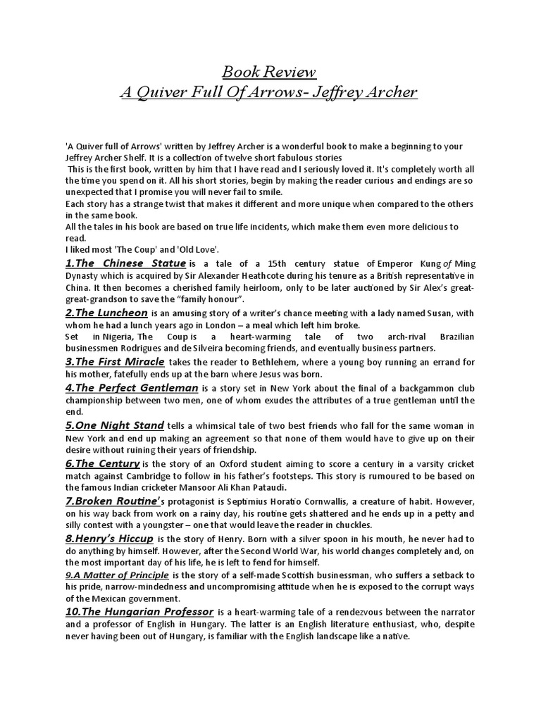 Book Review - A QUIVER FULL OF ARROWS | PDF