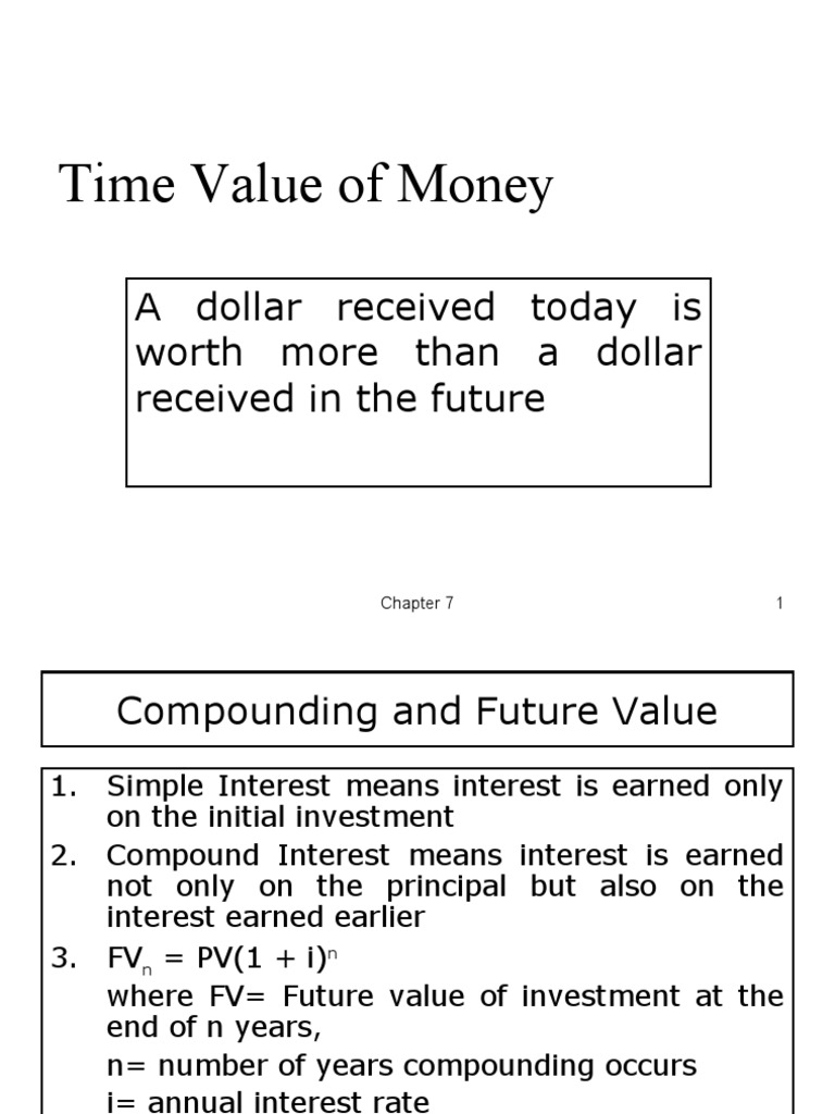 Time Value of Money: A Dollar Received Today Is Worth More Than A ...