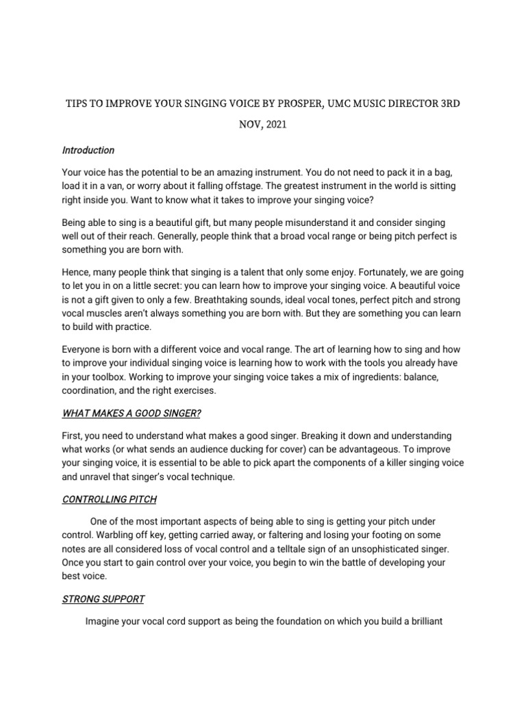 Tips To Improve Your Singing Voice by Prosper | PDF