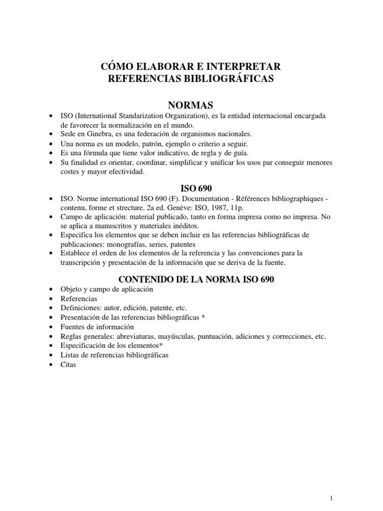 Normas ISO 690 para Referencias Bibliograficas | PDF | Organización ...