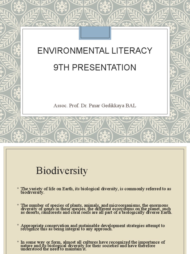 Environmental Literacy 9Th Presentation: Assoc. Prof. Dr. Pınar ...