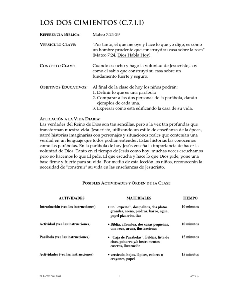 Los Dos Cimientos | PDF | Parábolas de Jesús | Parábola