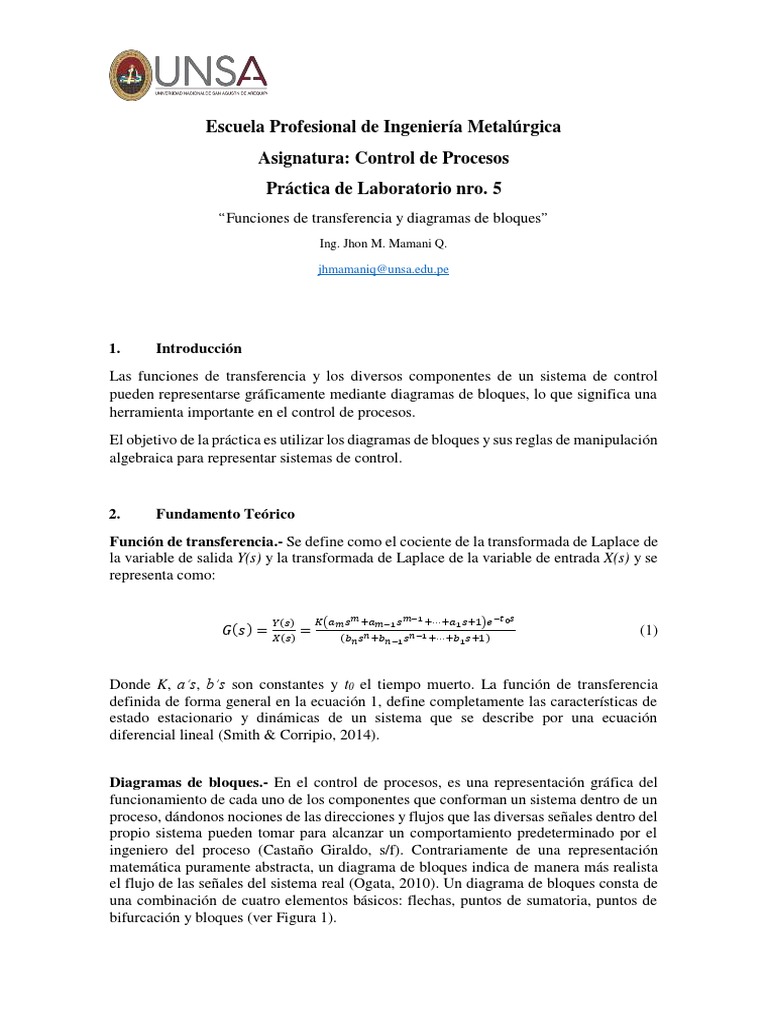 Practica Lab 5 Control De Procesos Pdf Sistema De Control 4345