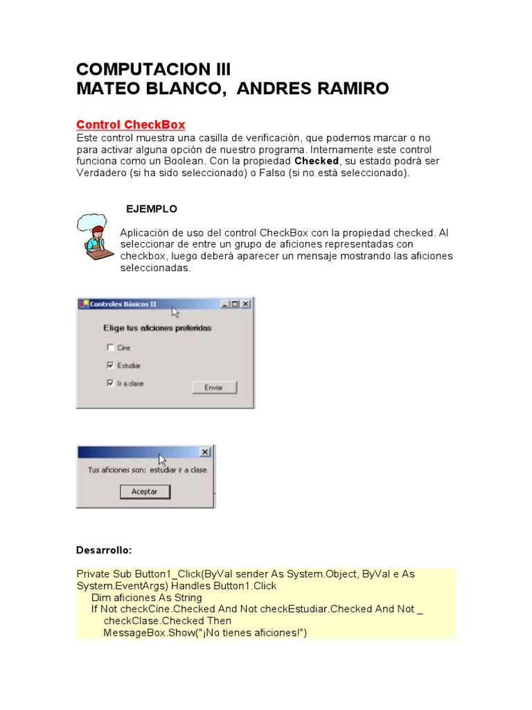 Control CheckBox | PDF | C Sharp (lenguaje de programación) | Ventana ...