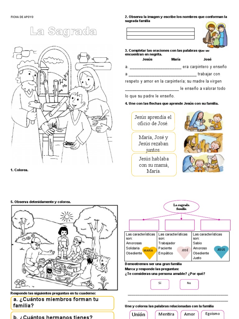 FICHA - La Sagrada Familia Religión | PDF | María, madre de Jesús