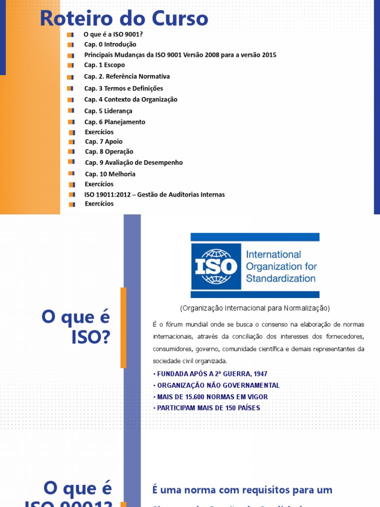 SLIDES DO CURSO ISO 9001 2015-Compactado | Download grátis PDF | ISO 9000 | Gestão de qualidade