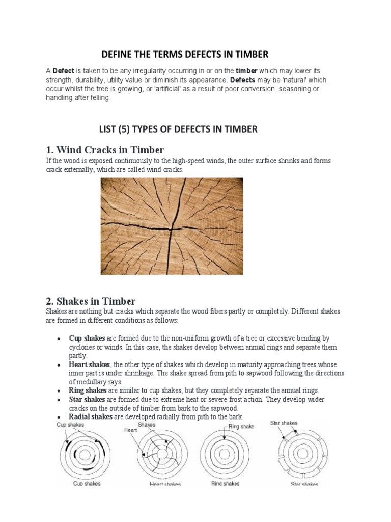 Five Main Defects in Timber | PDF