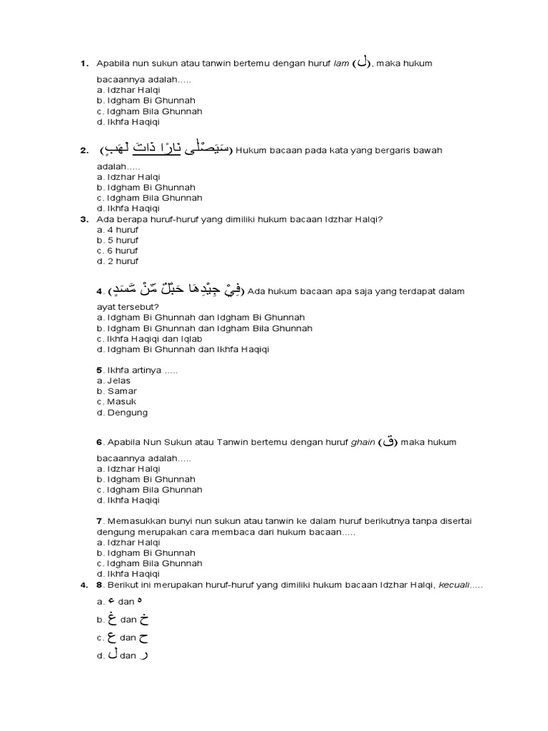 Soal Tajwid | PDF