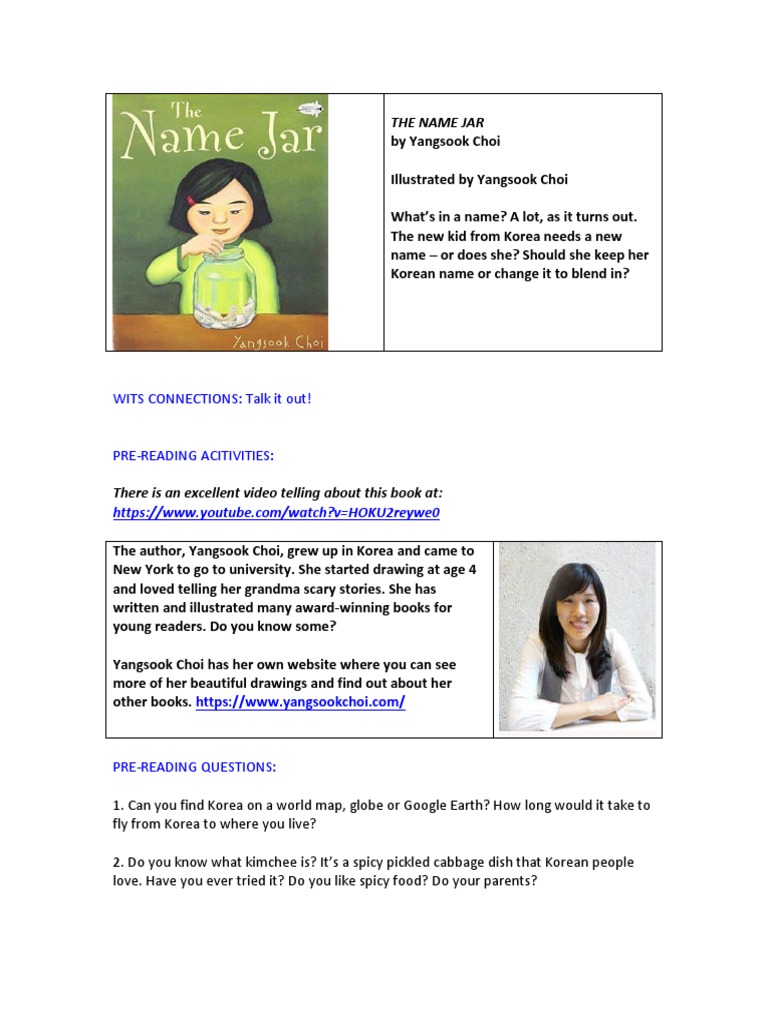 The Name Jar Lesson Plan | PDF