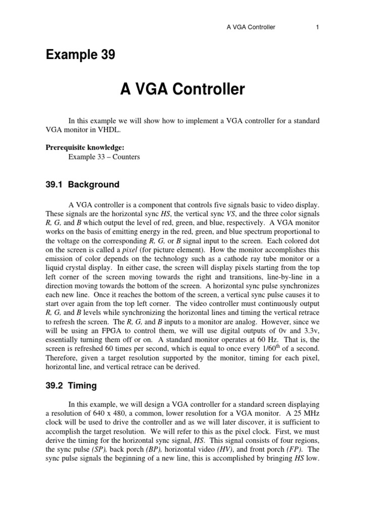 Example 39 - VGA Controller | Download Free PDF | Display Resolution ...