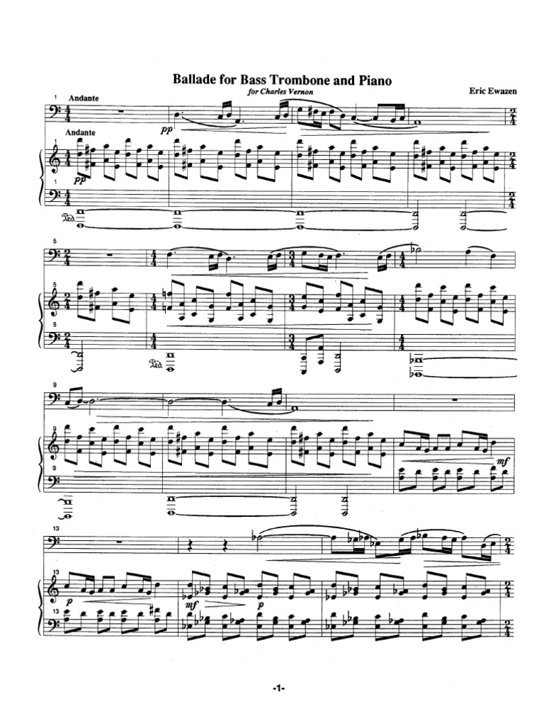 Ballade For Bass Trombone | PDF | Entertainment (General)