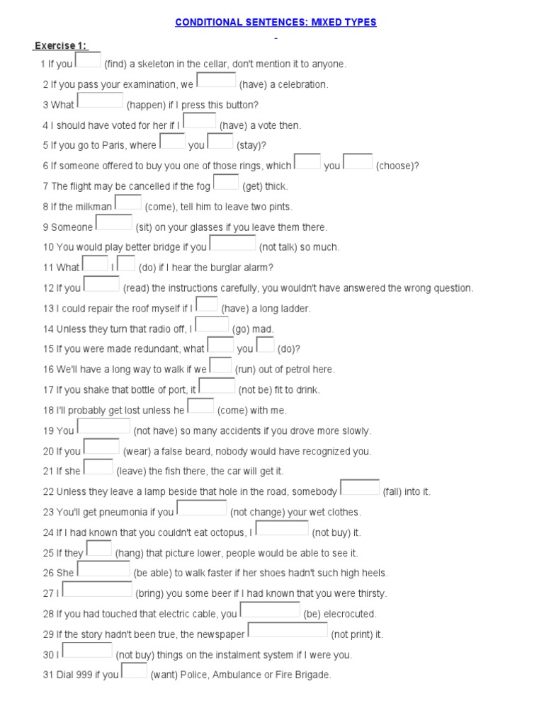 Conditional Sentences (Mixed Types) | PDF