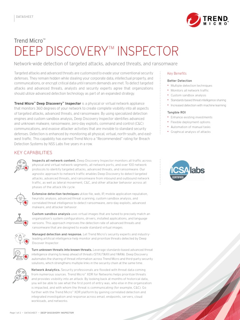 Deep Discovery Inspector Datasheet | PDF | Ransomware | Computer Network