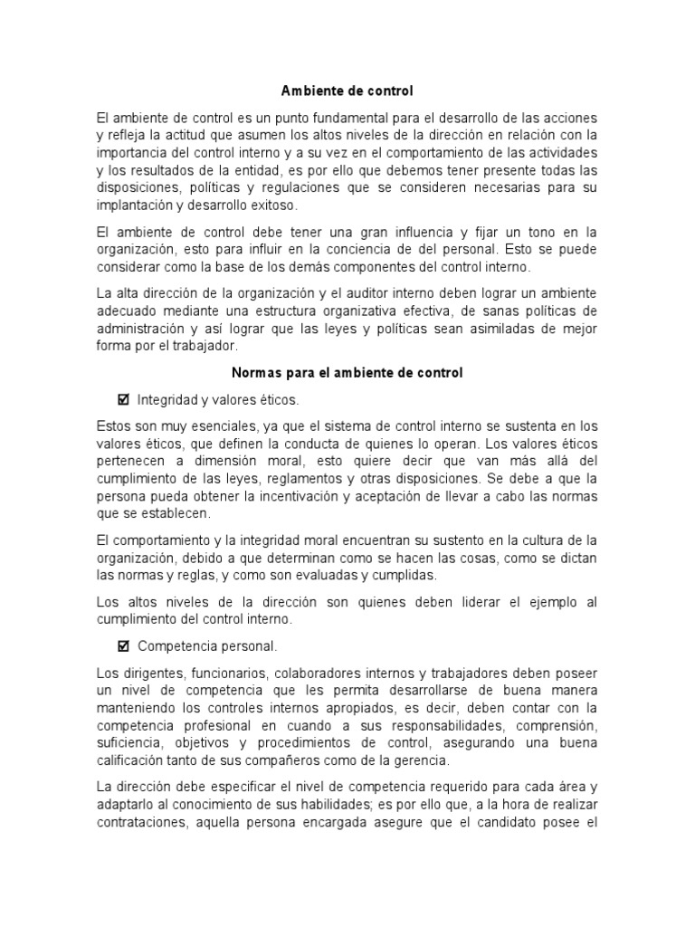 Ambiente de Control | PDF | Comportamiento | Moralidad
