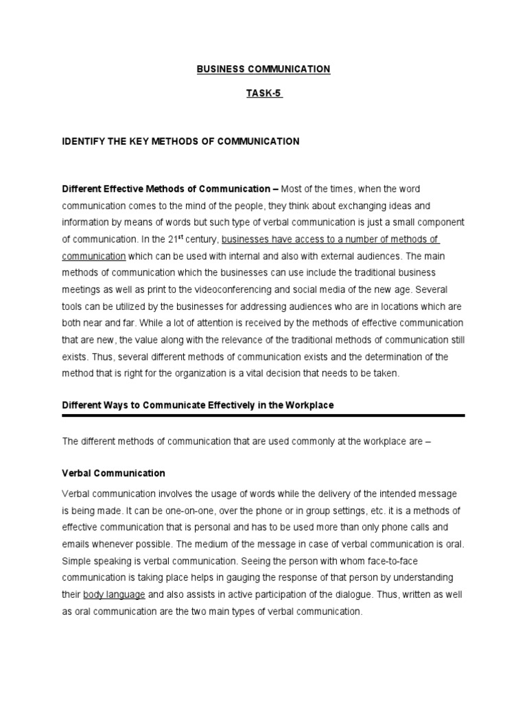 Key Business Communication Methods | PDF | Nonverbal Communication ...