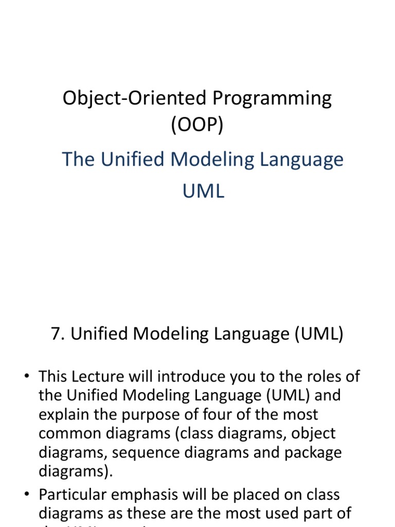 Lecture 7 Introduction To Uml Oop Pdf Class Computer Programming Unified Modeling Language