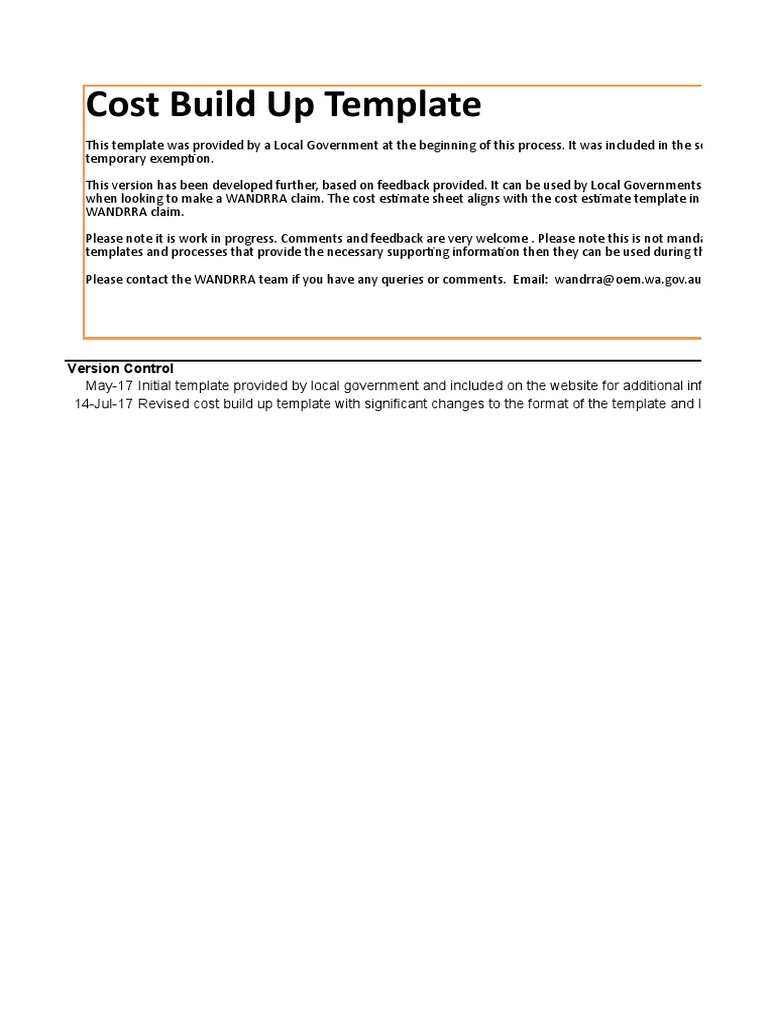 Cost Build Up Template: Version Control | PDF | Road | Road Surface