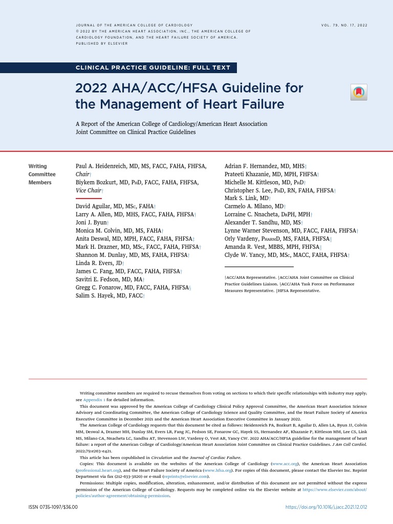 2022 AHA-ACC-HFSA Guideline For The Management of Heart Failure | PDF
