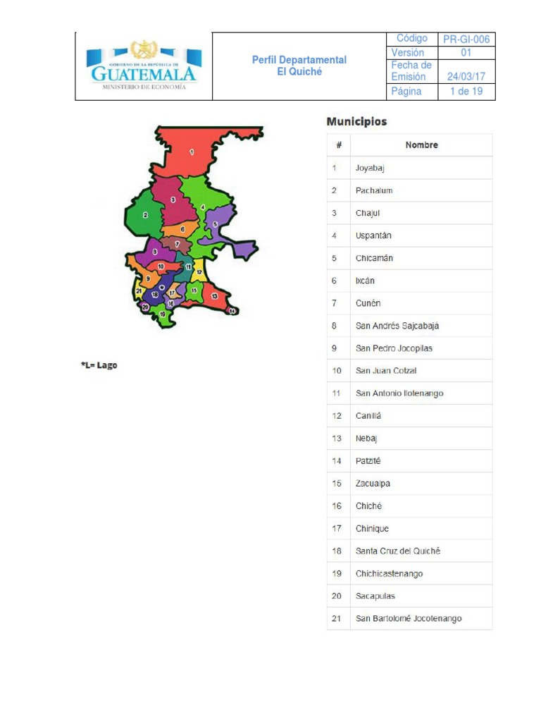 Mapa y Municipios del Quiché, Guatemala | PDF