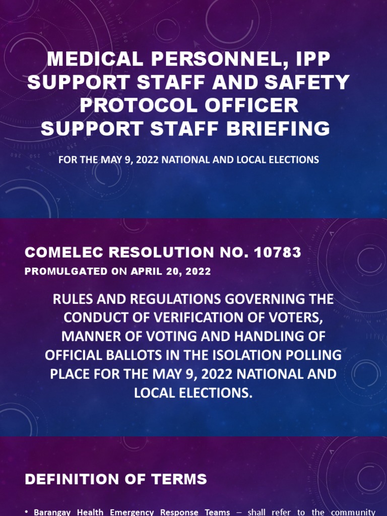 Medical Personnel, Ipp Support Staff and Safety Protocol Officer ...