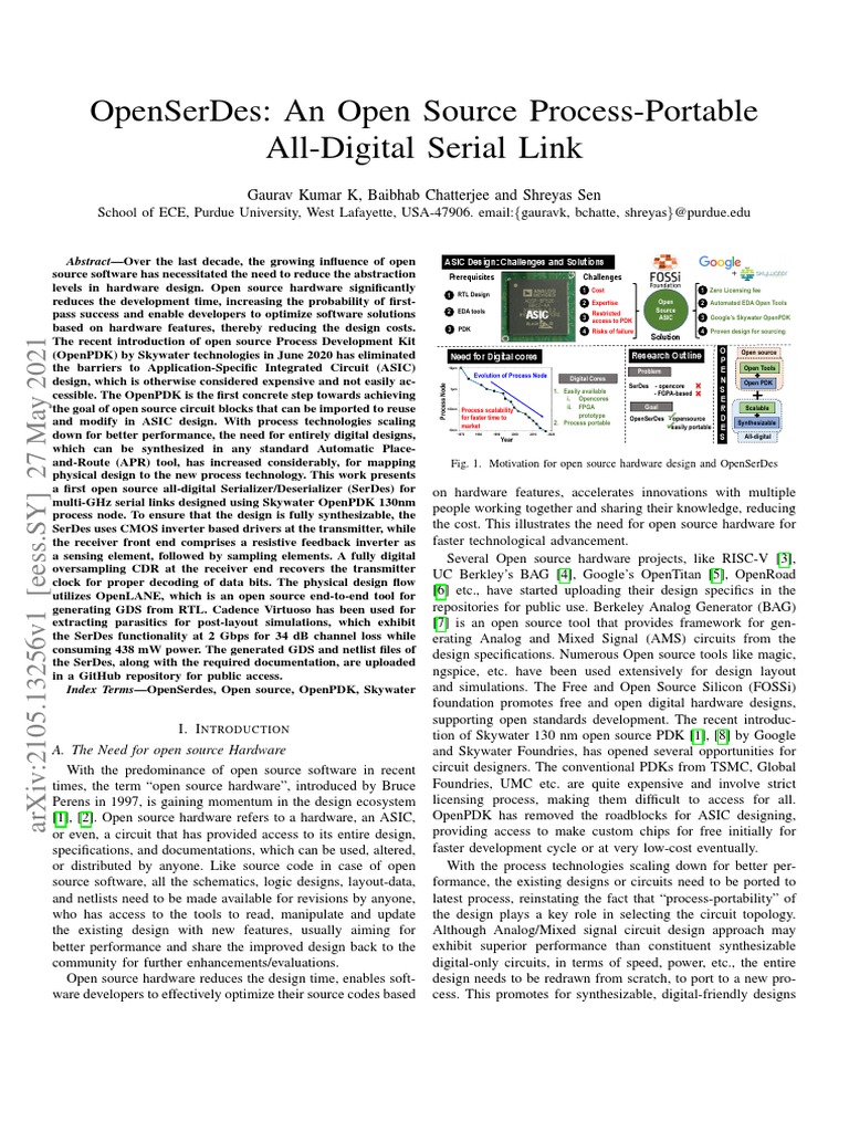 OpenSerDes An Open Source Process-Portable All-Dig | PDF | Cmos | Power Inverter