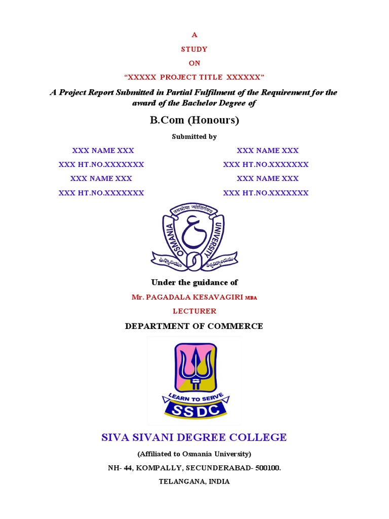 A Project Report Submitted in Partial Fulfilment of The Requirement For ...