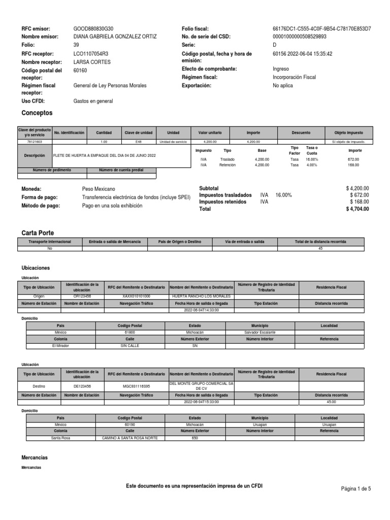 Conceptos: 78121603 1.00 E48 Unidad de Servicio 4,200.00 4,200.00 Sí Objeto de Impuesto | PDF ...