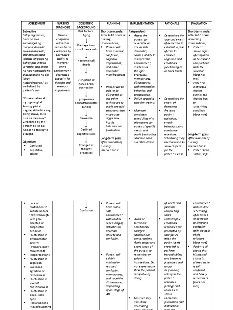 Nursing Care Plan For Dementia | PDF | Dementia | Memory