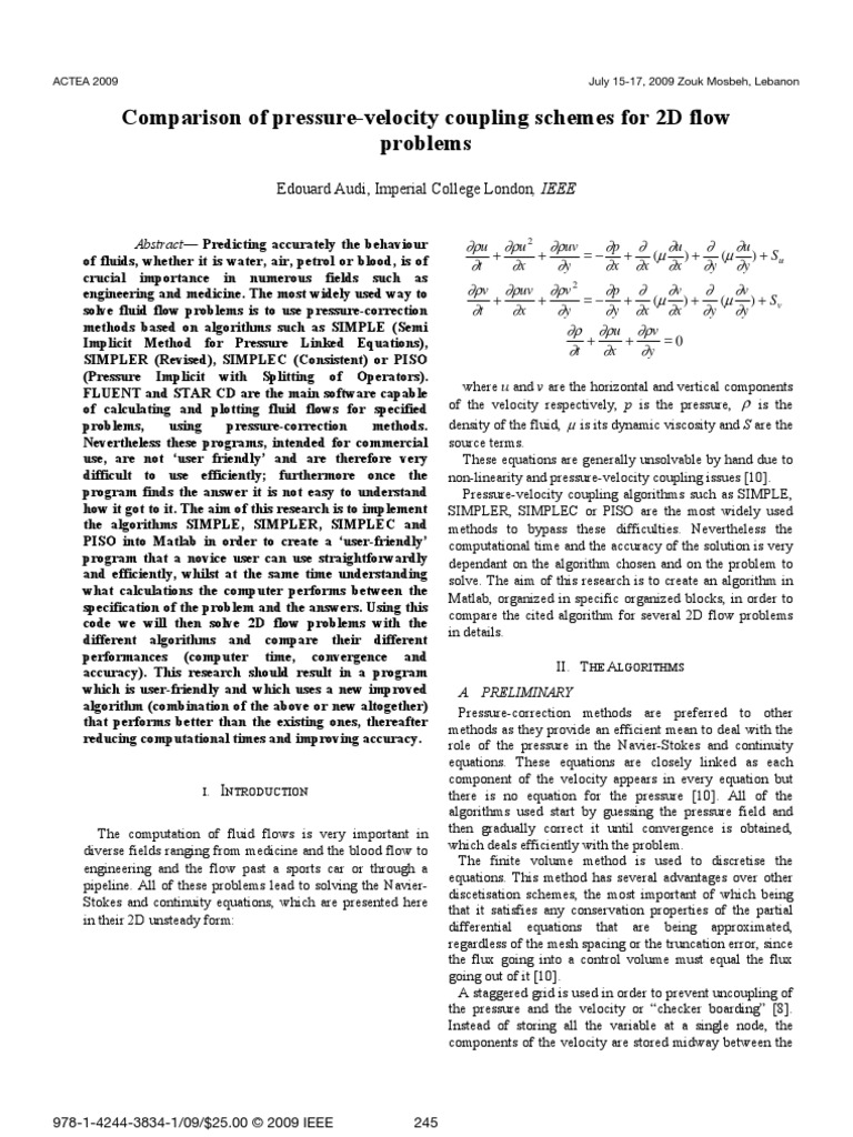 Other - Comparison of Pressure-Velocity Coupling Schemes For 2D Flow ...