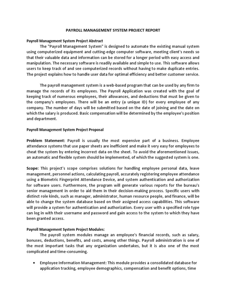 Payroll Management System Project Report | PDF | Payroll Tax | Payroll
