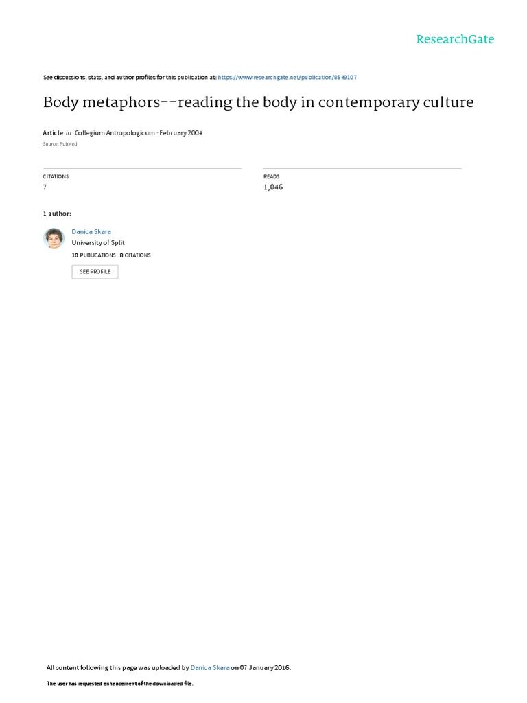 Body Metaphors - Reading The Body in Contemporary C | PDF | Mind | Thought