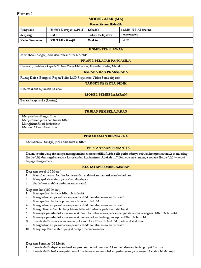 To Ma (Tab-Hidrolik Alat Berat) (Miftah Darojat) | PDF
