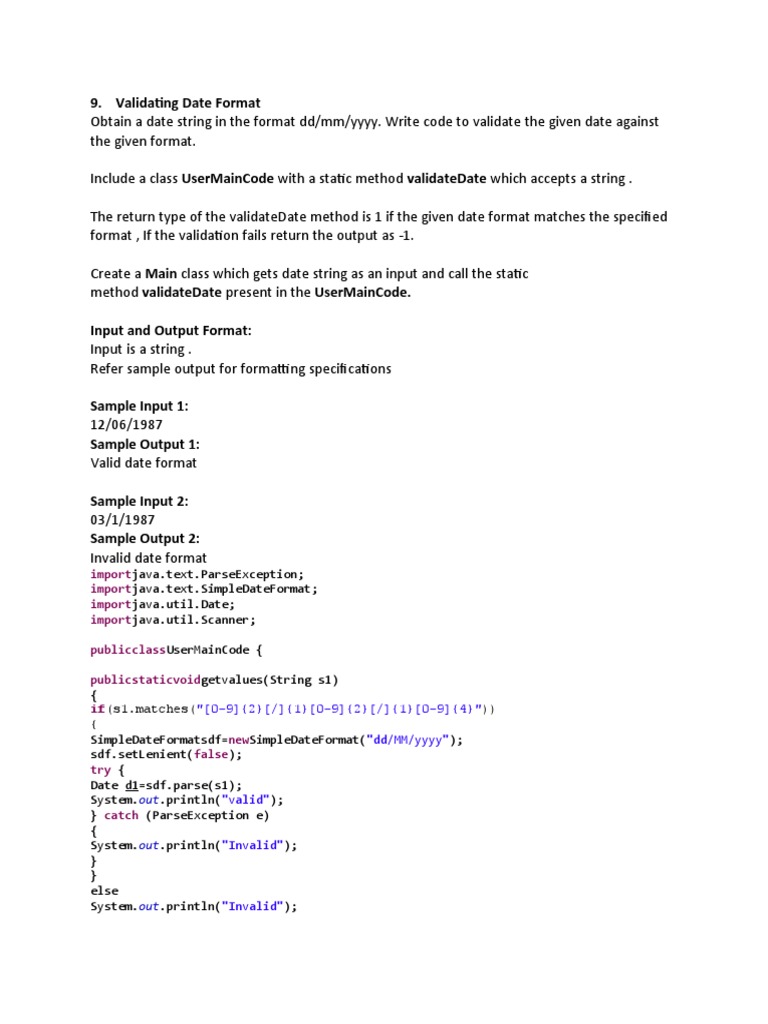Validate Date Format In Java PDF Boolean Data Type Integer