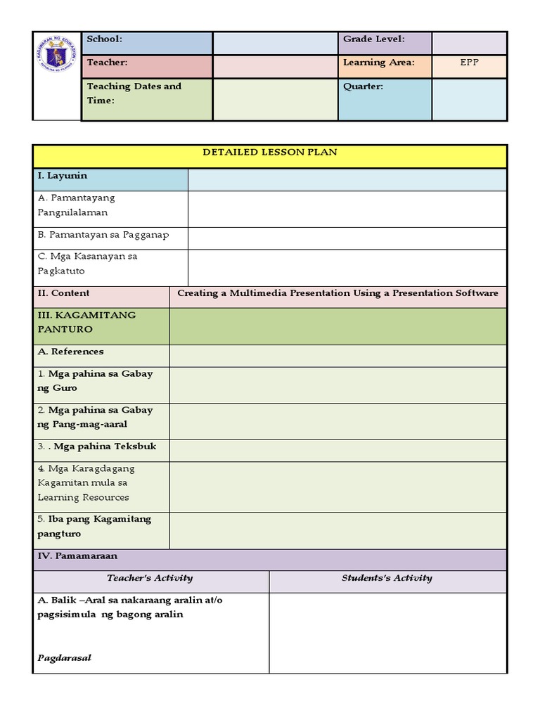 DLP Template (Tagalog) | PDF