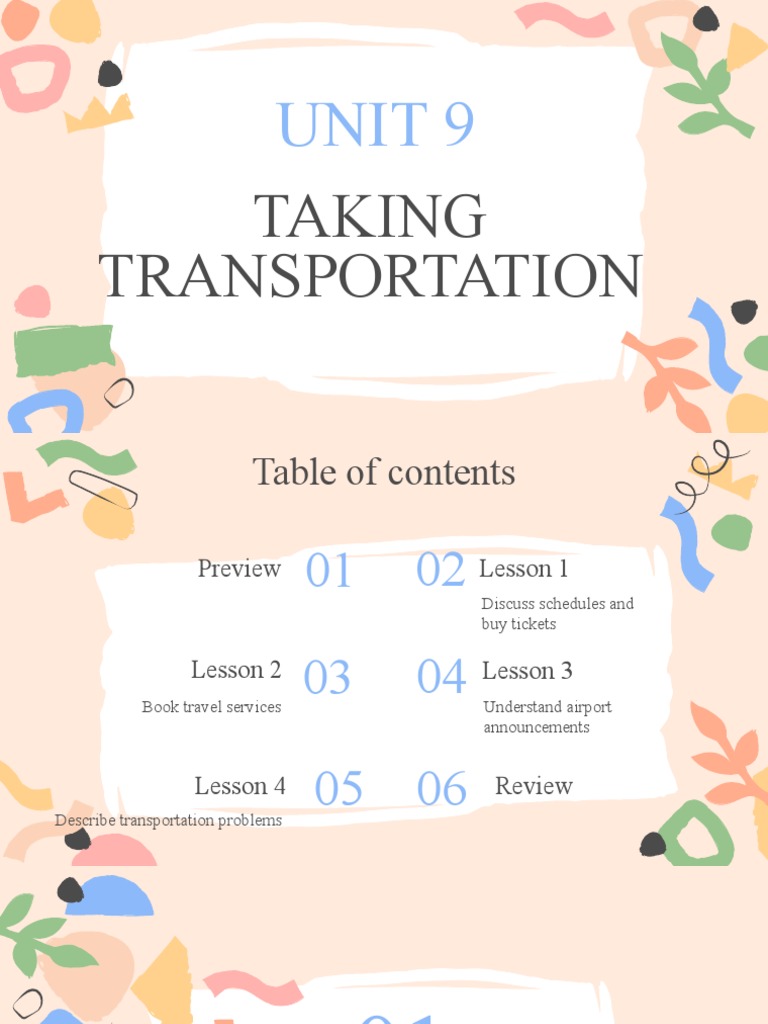 Unit 9: Taking Transportation | PDF | Question | Vocabulary