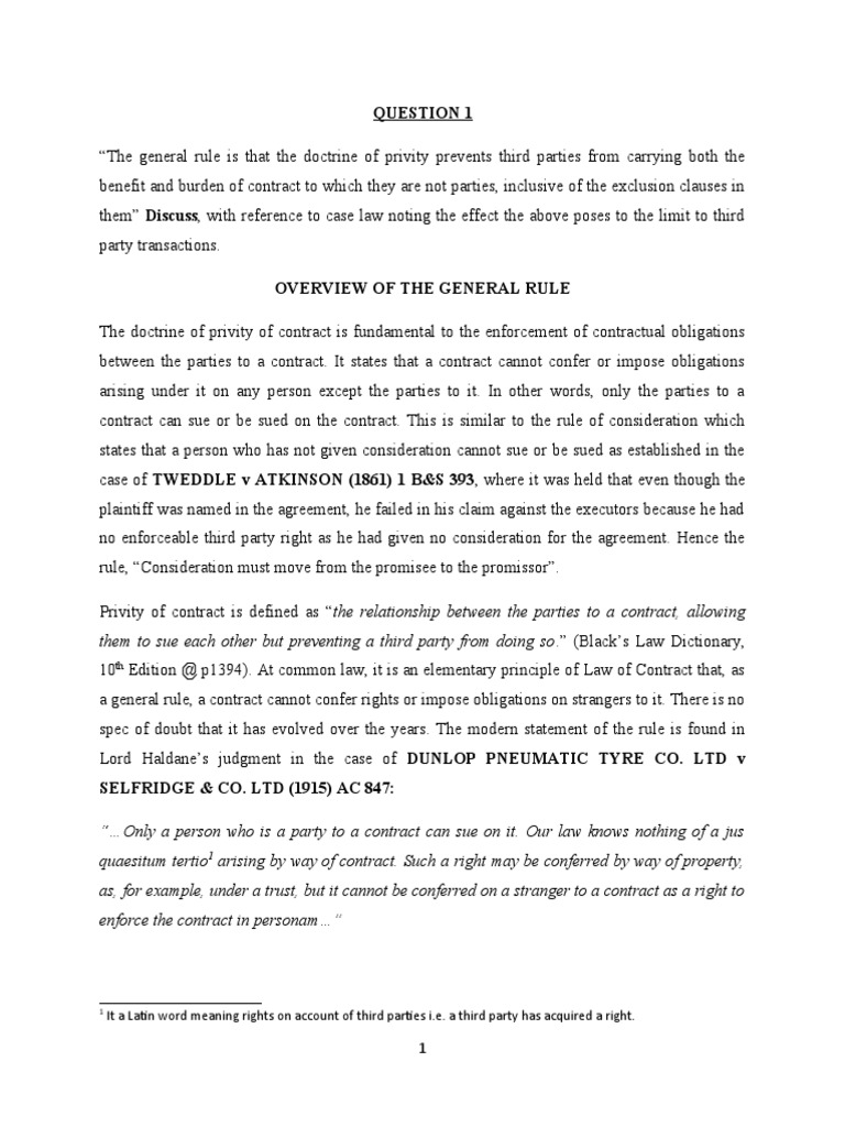 Privity of Contract - Final Work | PDF | Estoppel | Assignment (Law)