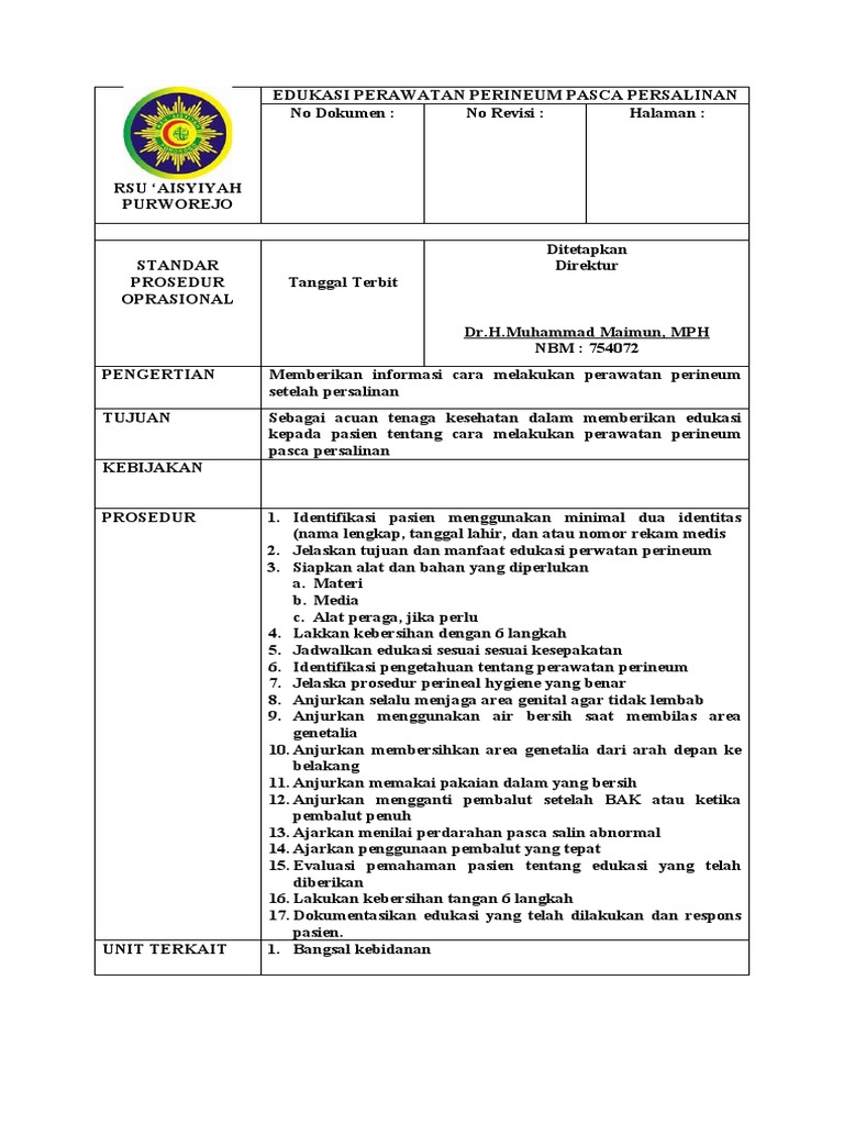 Edukasi Perawatan Perinium Pasca Persalinan | PDF