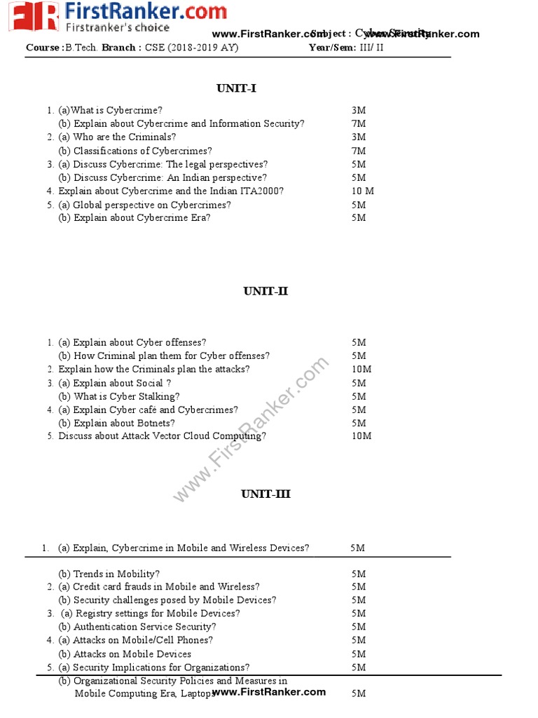 JNTUA JNTUH JNTUK B Tech 2019 3 2 CSE Cyber Security | PDF