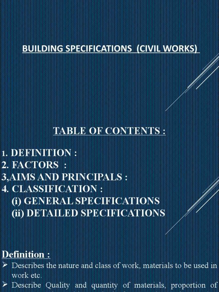 Building Specifications (Civil Works) | Download Free PDF | Mortar ...