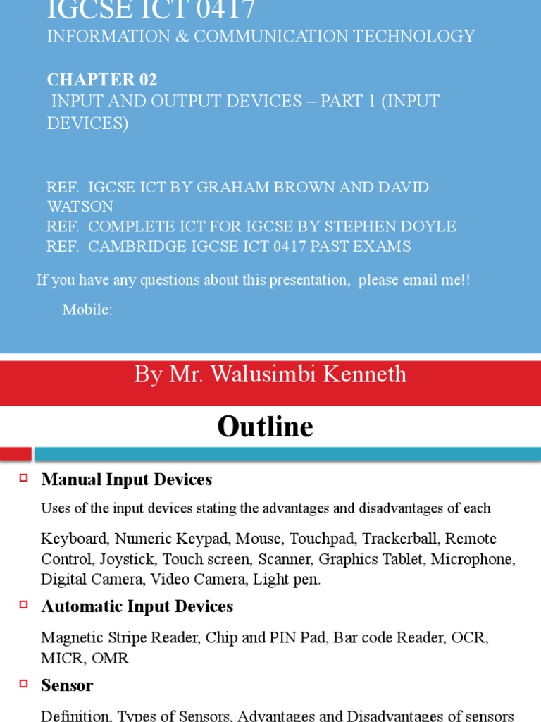 By Mr. Walusimbi Kenneth: Information & Communication Technology Input and Output Devices - Part ...