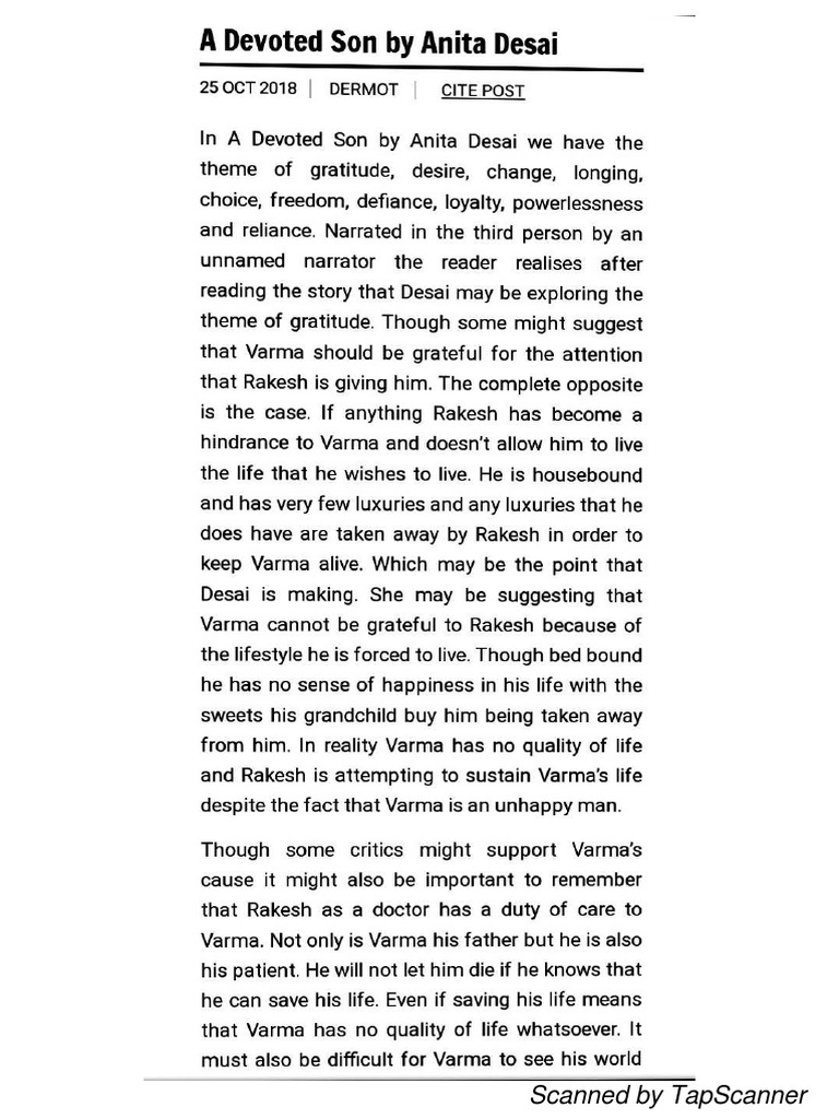 A Devoted Son (Short Story) | PDF