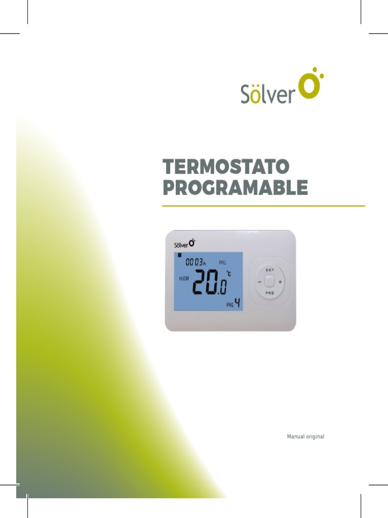 Manual de Ususario Termostato Digital Semanal SOLVER S2 | PDF | Termostato | Temperatura