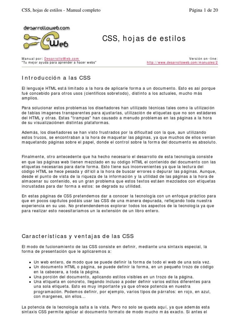 Css-Hojas de Estilo | PDF | Hojas de estilo en cascada | Hipervínculo